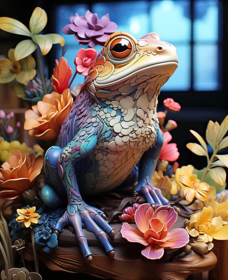 Creative Animal Concept, Creative Frog in Color. Stock Illustration ...