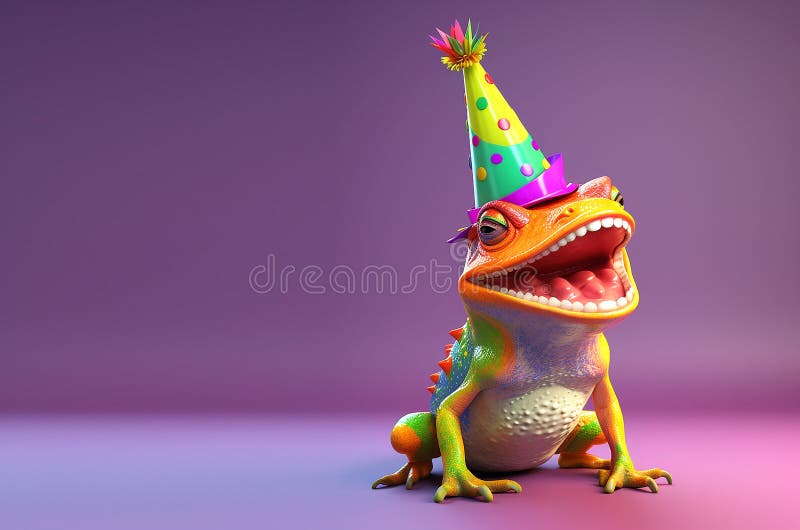 Creative Animal Concept. Frog Toad in Party Cone Hat Necklace Bowtie ...