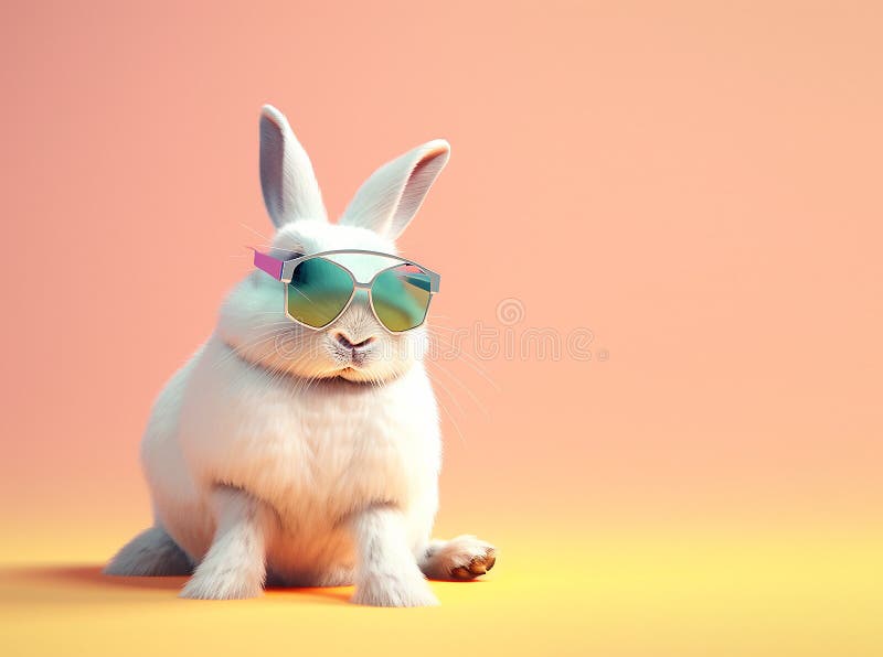 Creative Animal Concept. Rabbit Bunny in Sunglass Shade Glasses ...