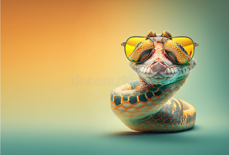 Creative Animal Concept. Snake in Sunglass Shade Glasses Isolated on ...