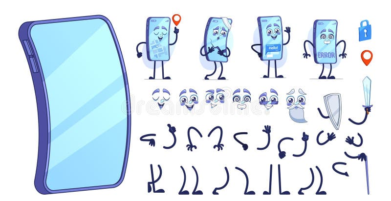 Creative Animation Set Featuring Various Animated Smartphone Characters ...
