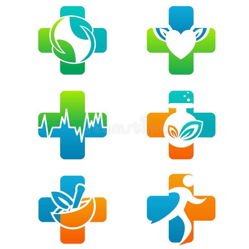 Different Types of Health Logos Stock Vector - Illustration of design ...