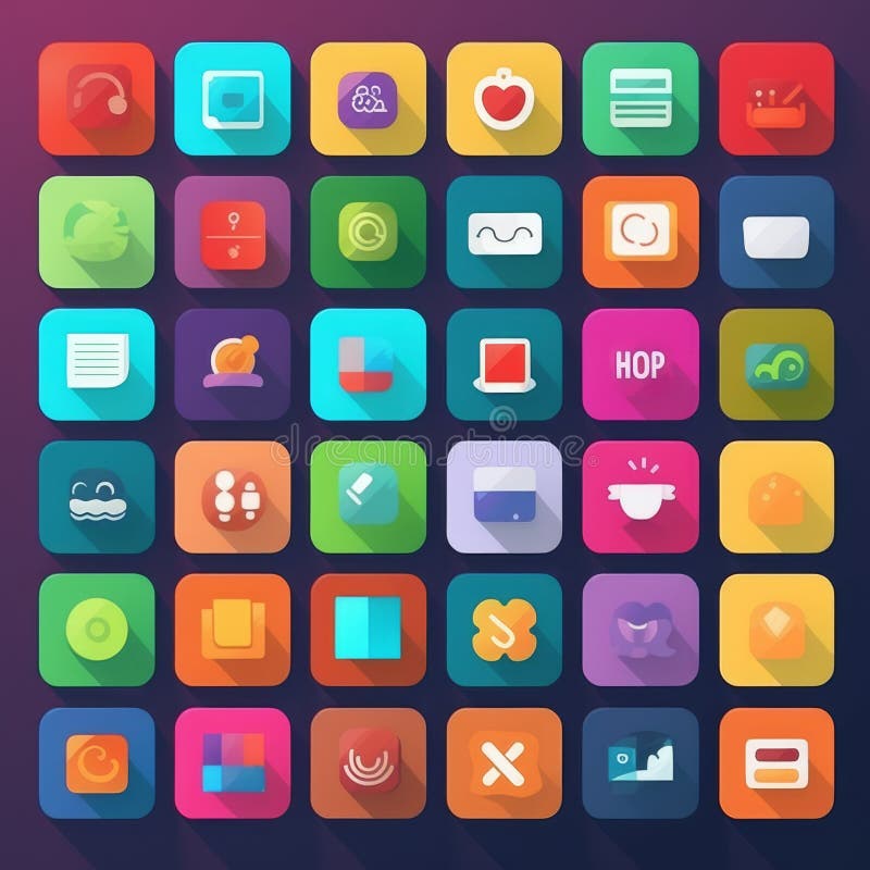 Creative App Icon Set stock illustration. Illustration of simplicity ...