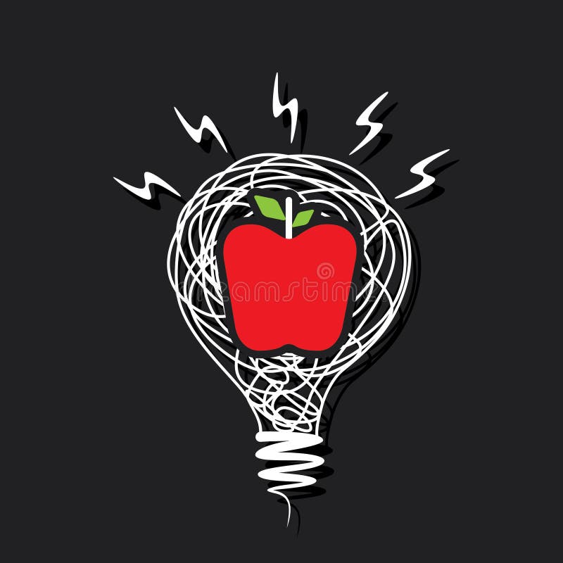 Creative Apple Icon on Bulb Design Stock Vector - Illustration of ...