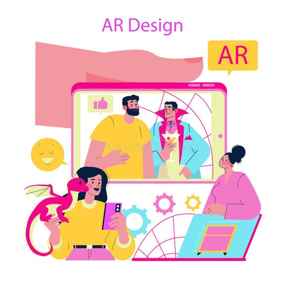 Creative AR Design with People Stock Illustration - Illustration of ...