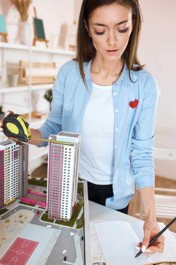 Creative Architect Making Up a New Design for Building Stock Photo ...