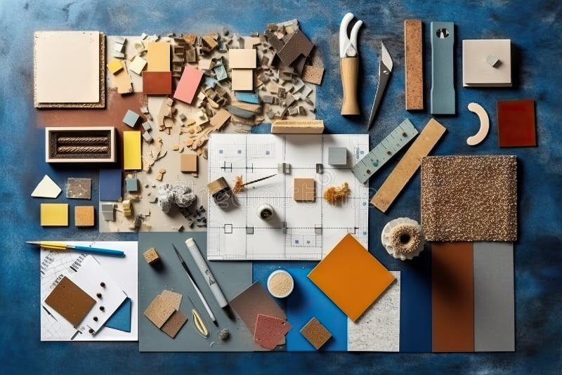 Creative Architect Moodboard Composition with Samples, Flat Lay ...