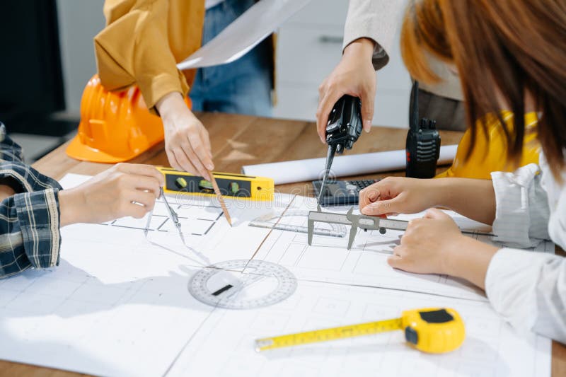 Creative Architect Projecting on the Big Drawings with Architectural ...