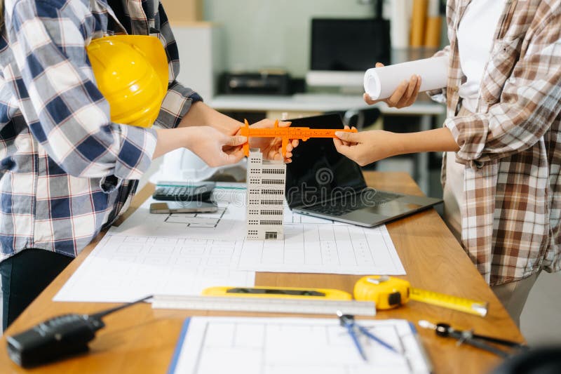 Creative Architect Projecting on the Big Drawings with Architectural ...