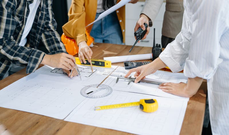 Creative Architect Projecting on the Big Drawings with Architectural ...