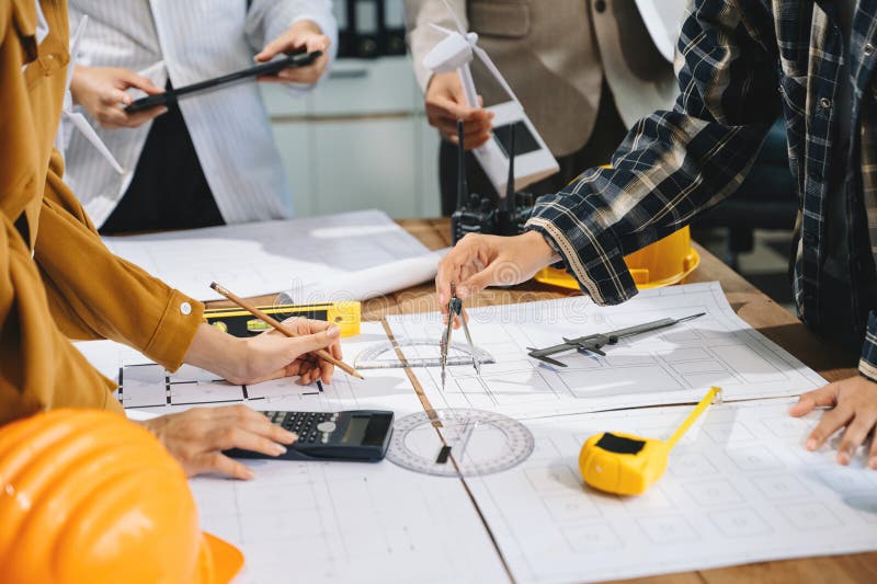 Creative Architect Projecting on the Big Drawings with Architectural ...