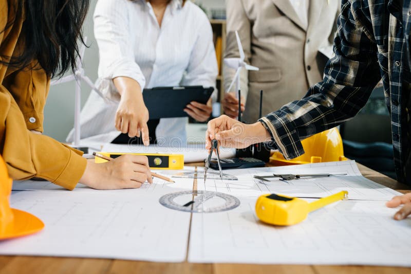 Creative Architect Projecting on the Big Drawings with Architectural ...