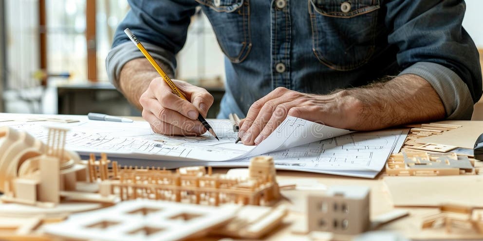 Creative Architect& X27;s Office, Detailed Blueprints and Models ...