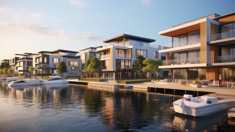 Creative Architectural Design in a Waterfront Development Stock ...