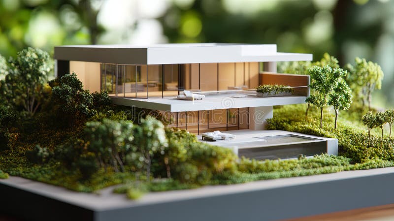 A Creative Architectural Model of a Modern Villa Surrounded by Stock ...