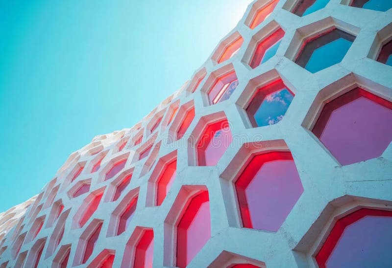 Creative Architecture with Hexagonal Patterns Reflects Vibrant Colors ...