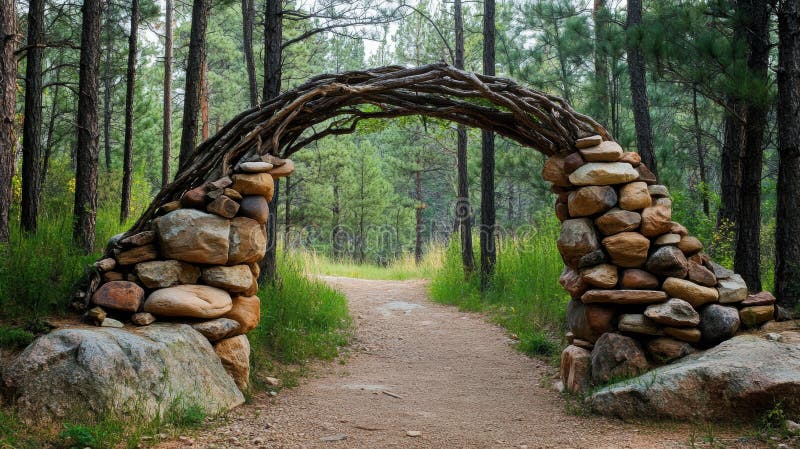 Creative Archway Built from Stacked Stones and Roots Beckons ...