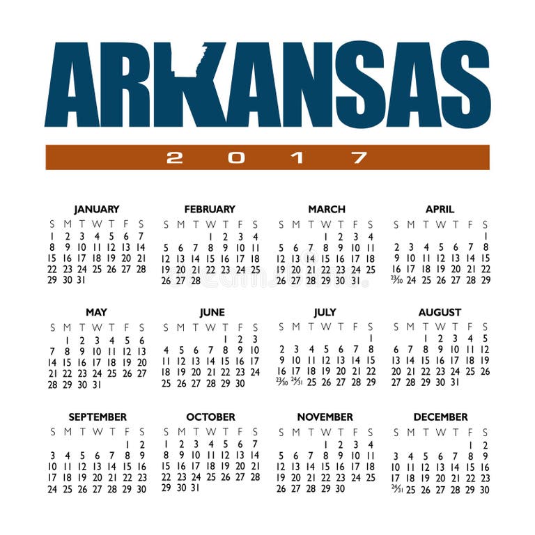 A 2017 Creative Arkansas Calendar Stock Vector - Illustration of ...