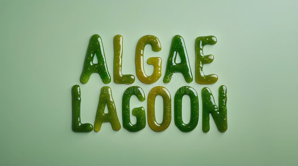 Creative Arrangement of Algae Lagoon Letters on a Smooth Surface with ...