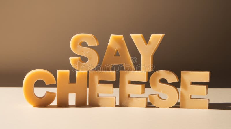 Creative Arrangement of Cheese Slices Spelling Out Say Cheese Stock ...