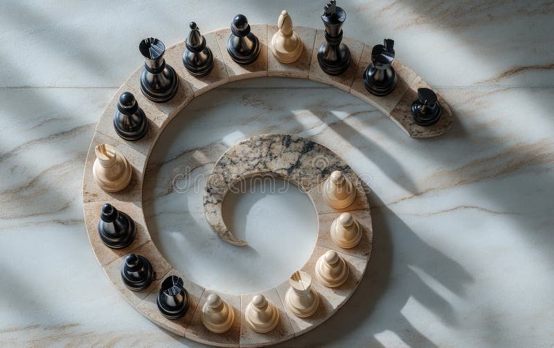 A Creative Arrangement of Chess Pieces in a Spiral Formation Highlights ...
