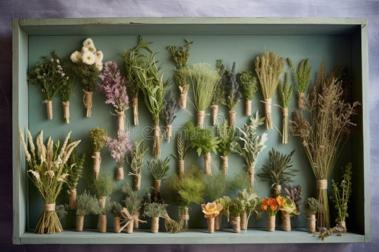 Creative Arrangement of Drying Herbs in a Shadow Box Stock Illustration ...