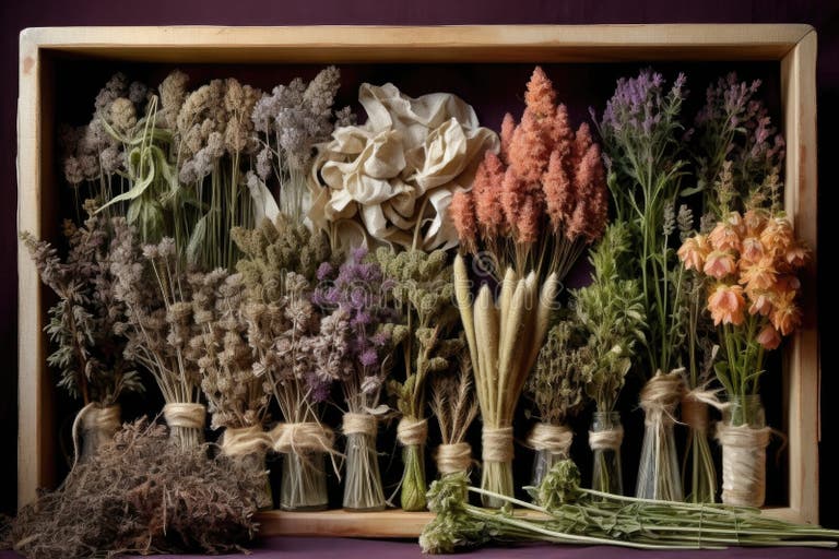 Creative Arrangement of Drying Herbs in a Shadow Box Stock Image ...
