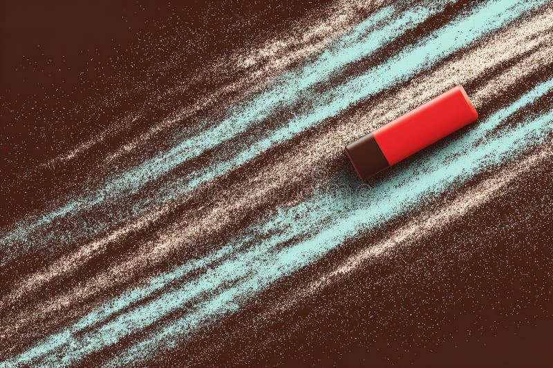 Creative Arrangement of an Eraser on a Brown Background with Blue Chalk ...