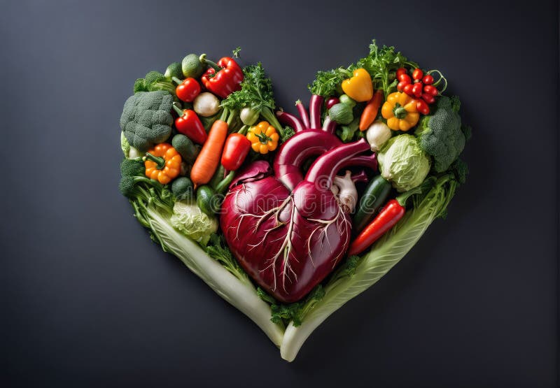 A Creative Arrangement of Fresh Vegetables Forming a Heart Around a ...