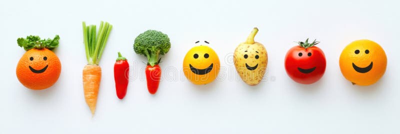 Creative Arrangement of Fruits and Vegetables Forms Whimsical Faces ...
