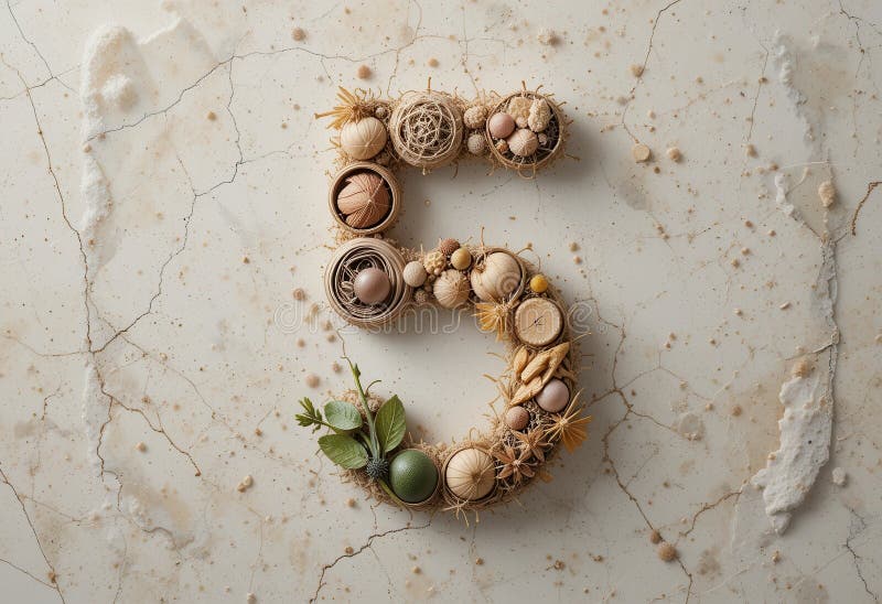 Creative Arrangement Natural Materials Form Number Five Stock Photos ...