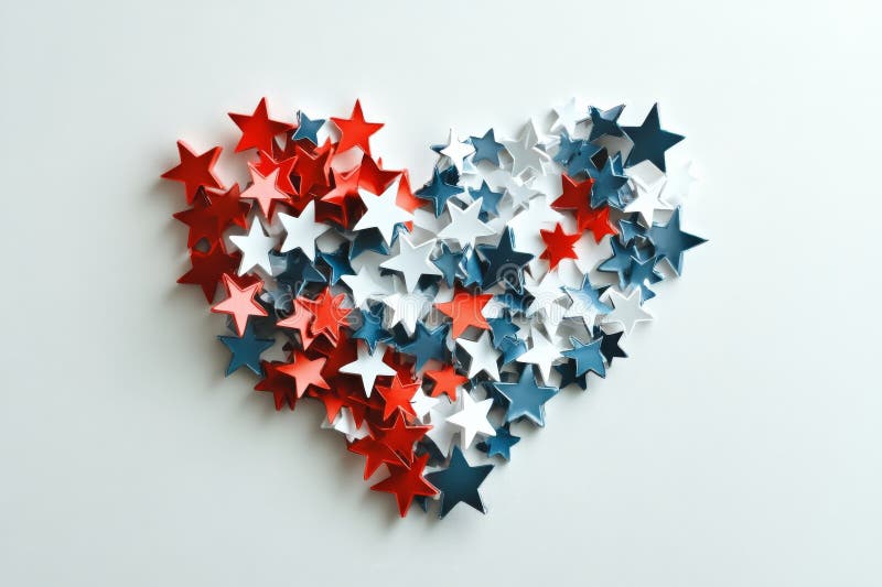 Colorful Star-shaped Decorations Arranged in Heart Shape on Blue ...