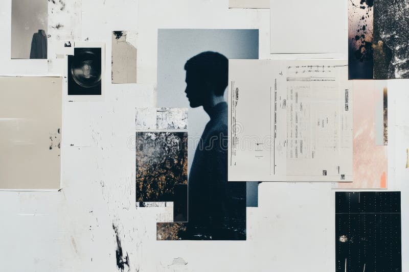 Collage of Silhouettes, Documents, and Textures Representing Identity ...