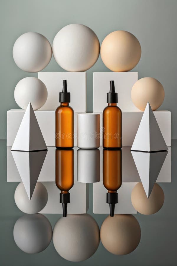 Creative Arrangement of Spheres and Bottles with Geometric Shapes on ...