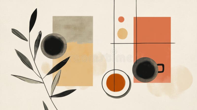 A Creative Arrangement of Tea Cups and Leaves Creates a Harmonious ...