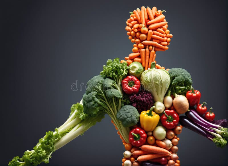 Creative Arrangement of Various Vegetables Forming the Shape of a Human ...