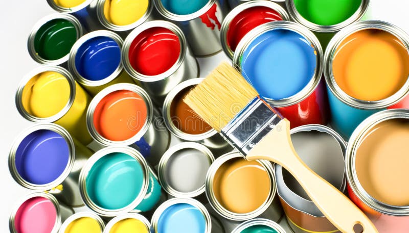 Spectrum of Possibilities with Open Paint Cans and Colorful Splashes ...