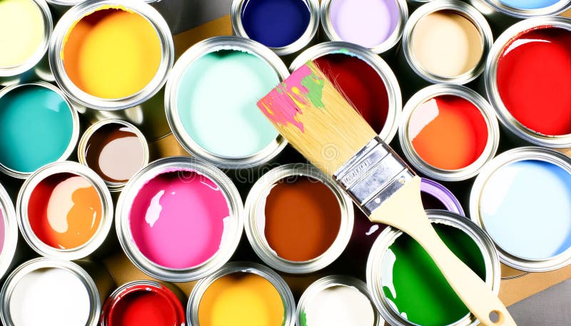 Spectrum of Possibilities with Open Paint Cans and Colorful Splashes ...