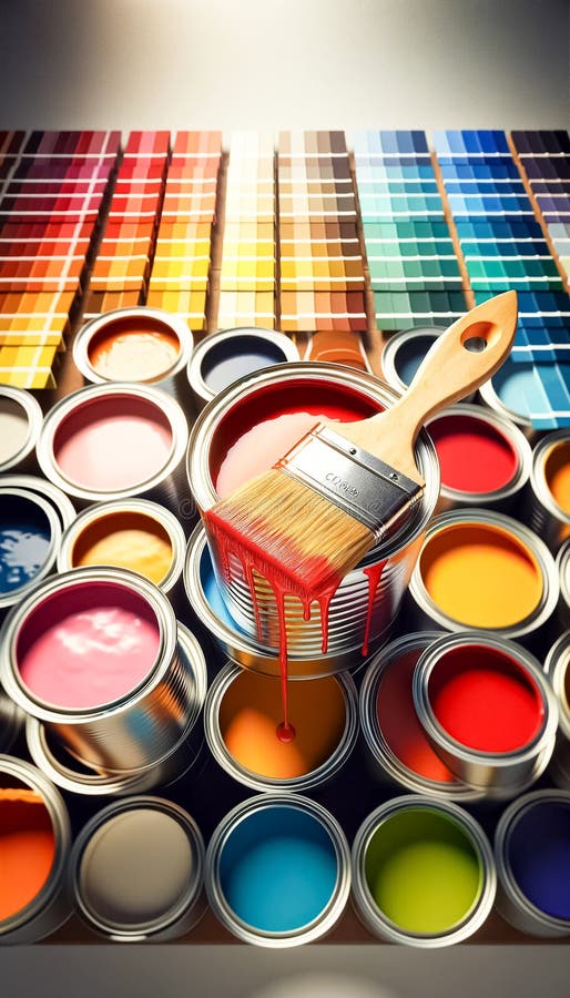 Spectrum of Possibilities with Open Paint Cans and Colorful Splashes ...