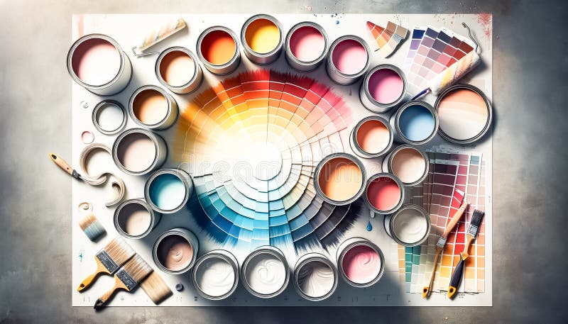 Spectrum of Possibilities with Open Paint Cans and Colorful Splashes ...