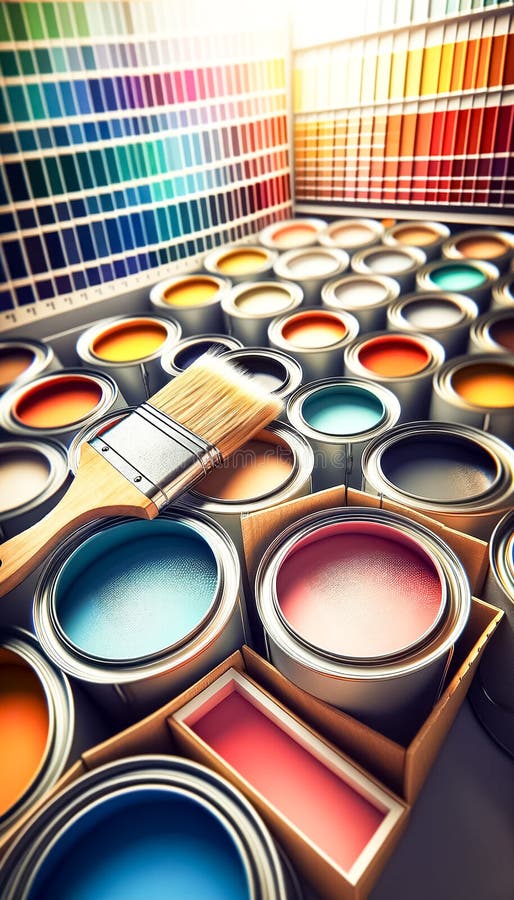 Spectrum of Possibilities with Open Paint Cans and Colorful Splashes ...