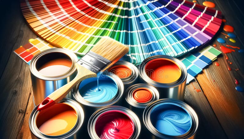 Spectrum of Possibilities with Open Paint Cans and Colorful Splashes ...