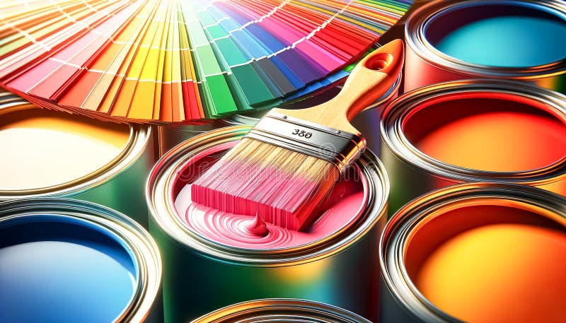 Spectrum of Possibilities with Open Paint Cans and Colorful Splashes ...