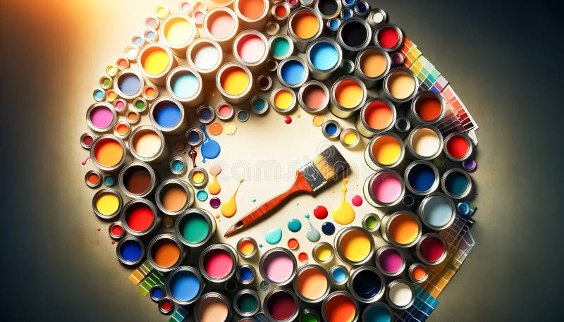 Spectrum of Possibilities with Open Paint Cans and Colorful Splashes ...