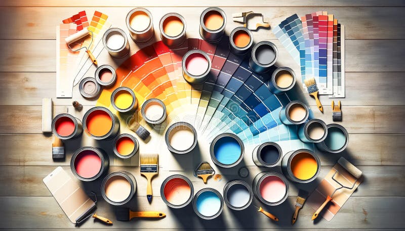 Spectrum of Possibilities with Open Paint Cans and Colorful Splashes ...