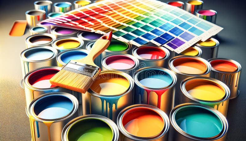 Spectrum of Possibilities with Open Paint Cans and Colorful Splashes ...