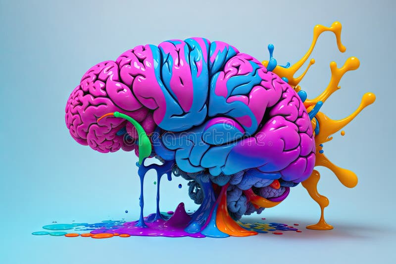 Creative Art Brain Explodes with Paints with Splashes , Concept Idea ...