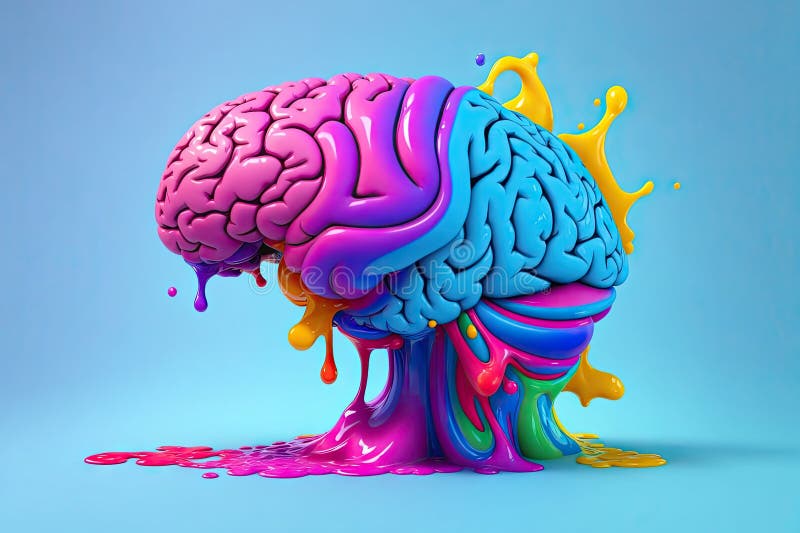 Creative Art Brain Explodes with Paints with Splashes , Concept Idea ...