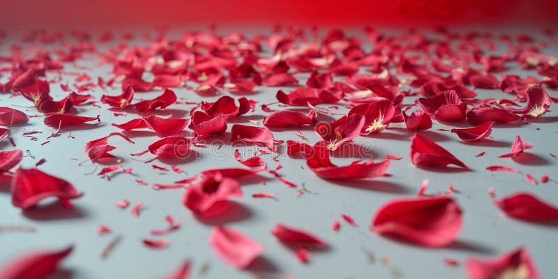 Creative Art Composition Featuring Red Background with Dried Petals ...