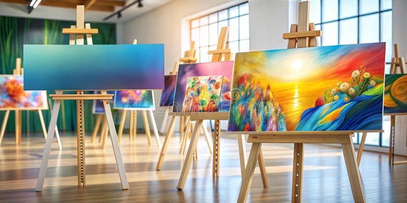 Creative Art Exhibition Banner with Colorful Paintings Stock Image ...